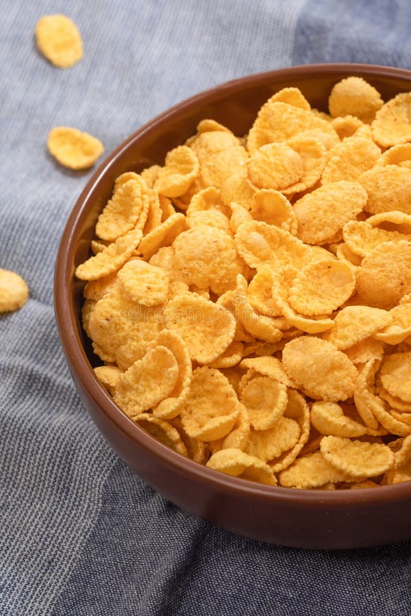 Corn Flakes for Breakfast Close-up Stock Image - Image of corn, table ...