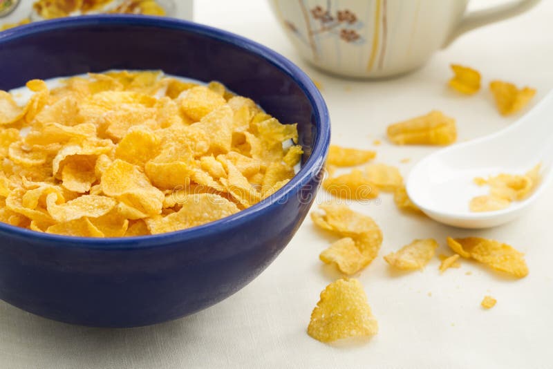 Corn Flakes Breakfast in the Morning Stock Photo - Image of wheat ...