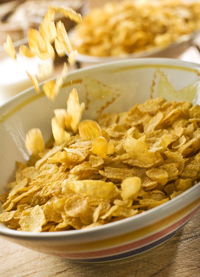 Corn Flakes Falling in Bowl Stock Photo - Image of falling, motion: 5847836
