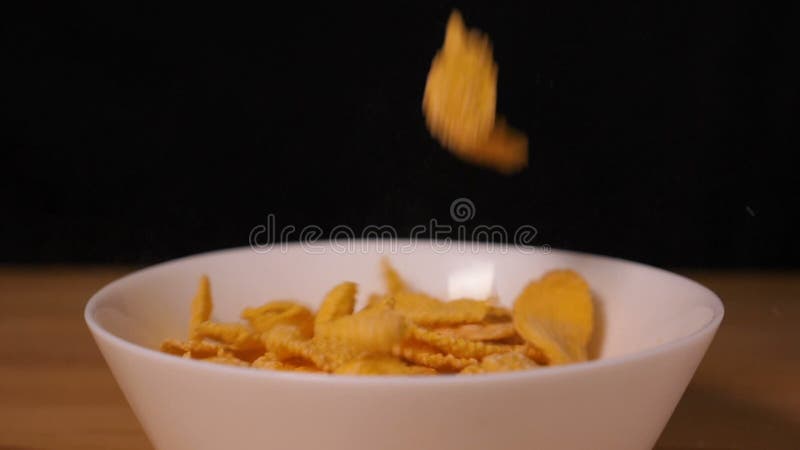Corn Flakes Falling into a Plate Stock Footage - Video of nutrition ...