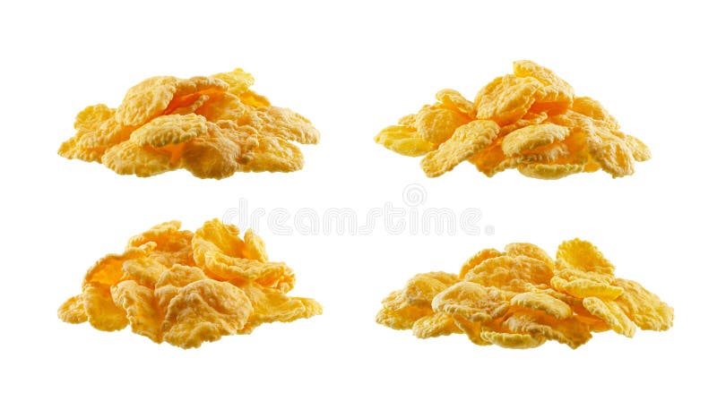 Corn Flakes Heaps Isolated on White. Volumetric Back Light Stock Image ...