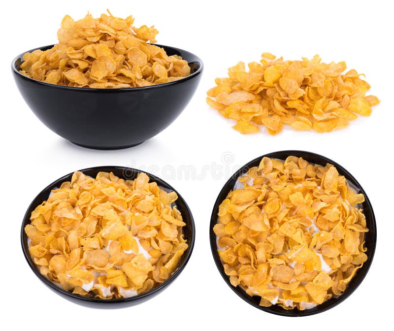 Corn Flakes Isolated on White Background Stock Image - Image of ...