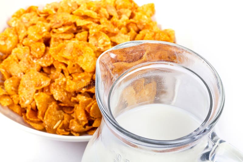 Milk with Corn Flakes for Breakfast Stock Image - Image of meal, food ...