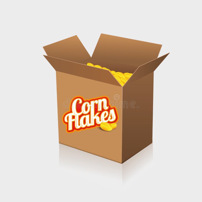 Corn flakes label on box stock illustration. Illustration of healthy ...
