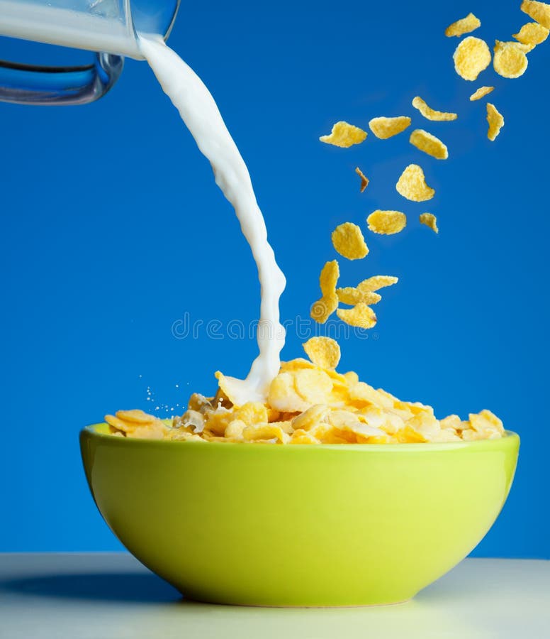 Corn flakes with milk stock image. Image of meal, cornflake - 8616237
