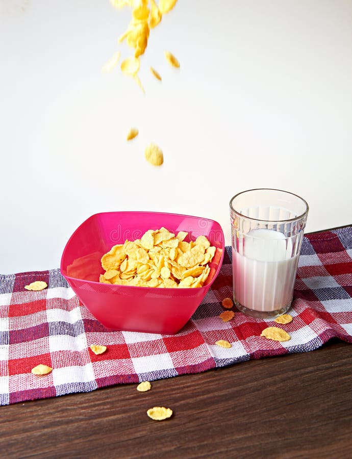 Corn Flakes and milk stock photo. Image of napkin, meal - 28697638