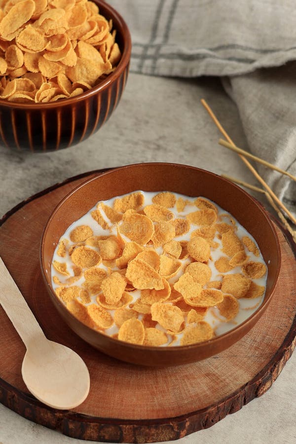 Corn Flakes with Milk for Breakfast Stock Photo - Image of bowl, family ...