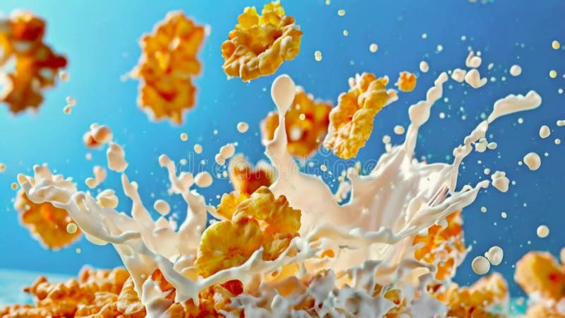 Corn Flakes with Milk Splash. Stock Footage - Video of toasted, cereal ...
