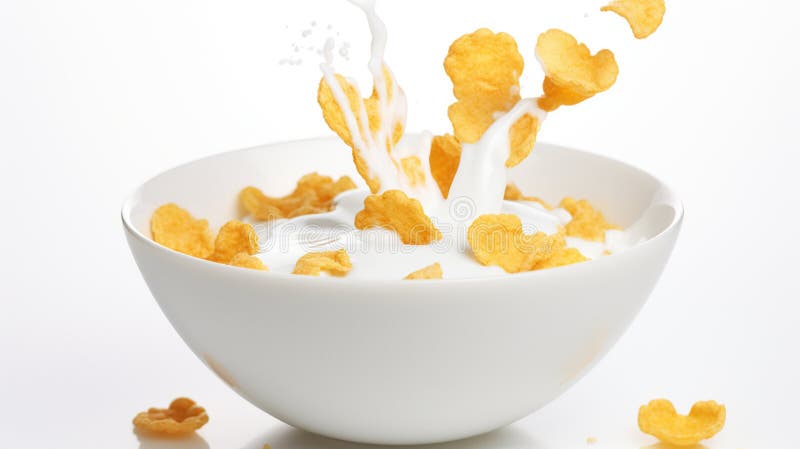 Corn Flakes with Milk Splash Isolated Stock Illustration - Illustration ...
