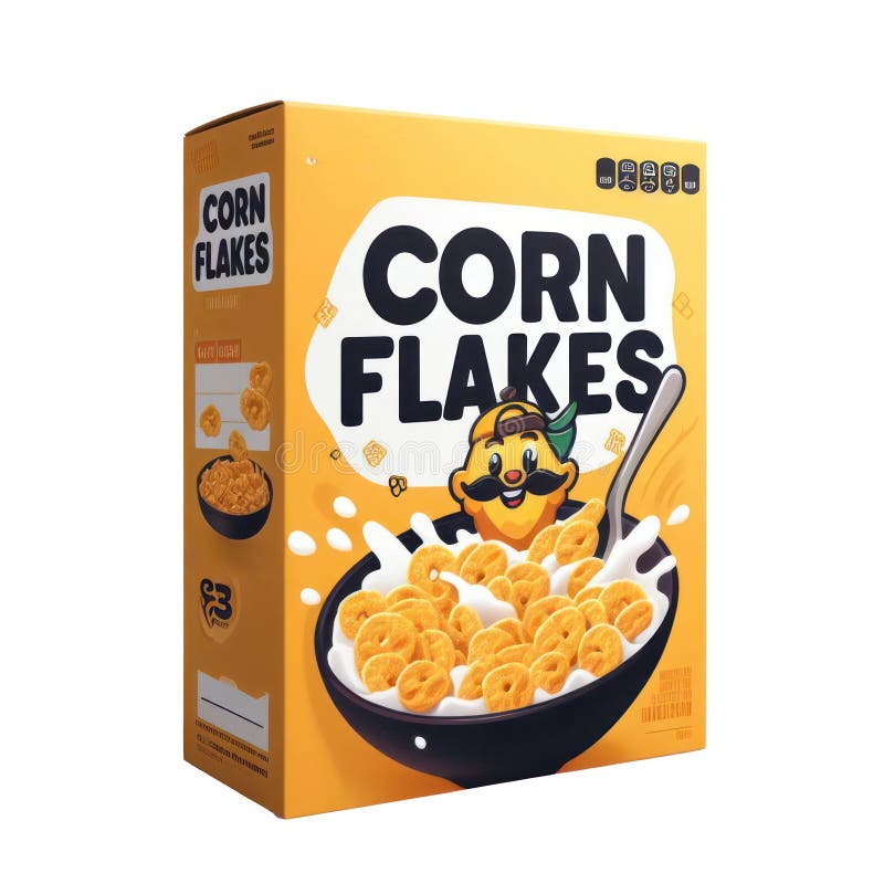 Corn Flakes Package Box Isolated on White Transparent Background Stock ...