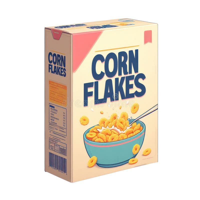 Corn Flakes Package Box Isolated on White Transparent Background Stock ...