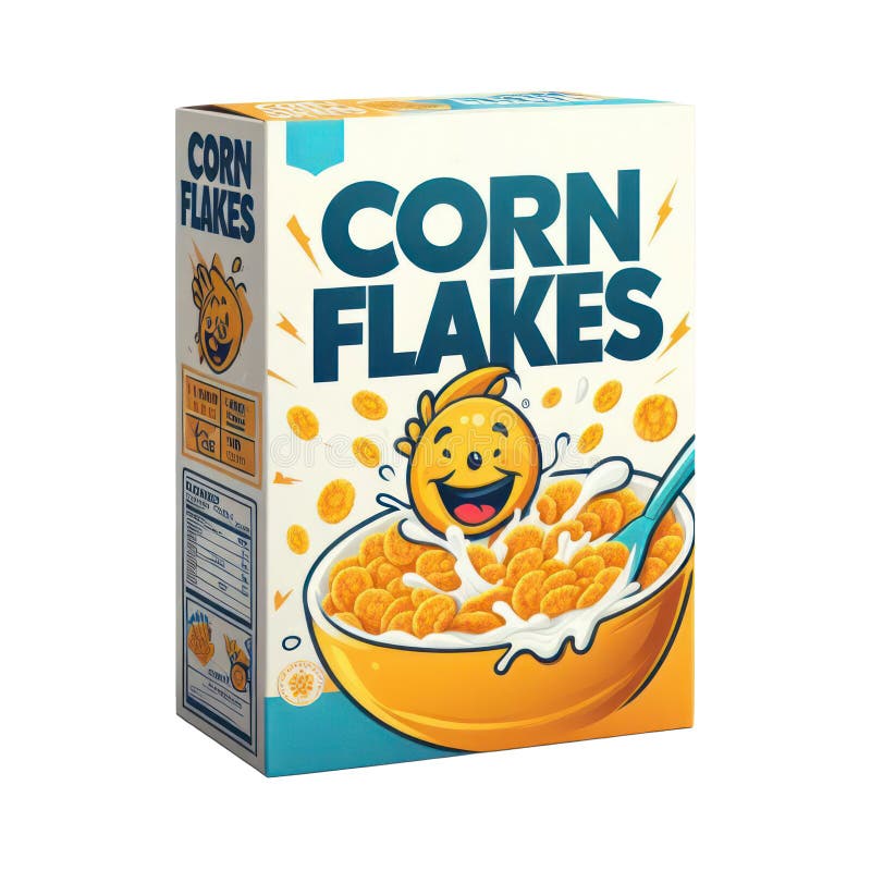 Corn Flakes Package Box Isolated on White Transparent Background Stock ...