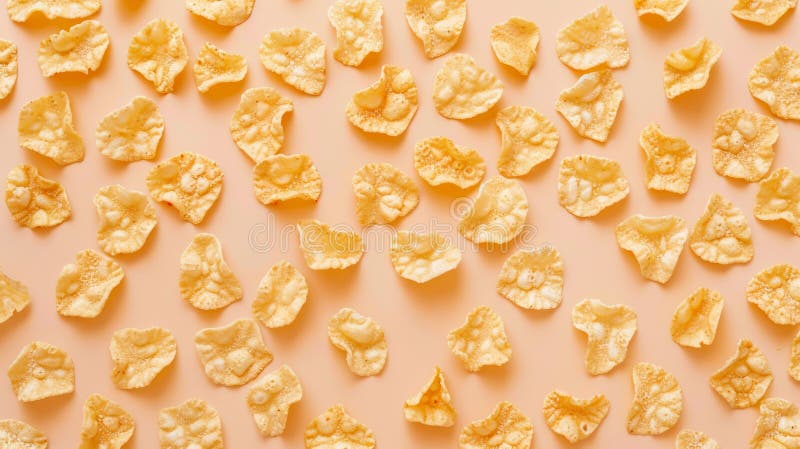 Corn Flakes Pattern on Yellow Background Stock Photo - Image of light ...