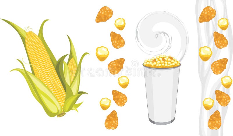 Corn Flakes and Popcorn Products Stock Vector - Illustration of fast ...