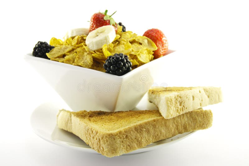 Corn-Flakes Und Frucht Mit Toast Stockbild - Bild von getrocknet, nave ...