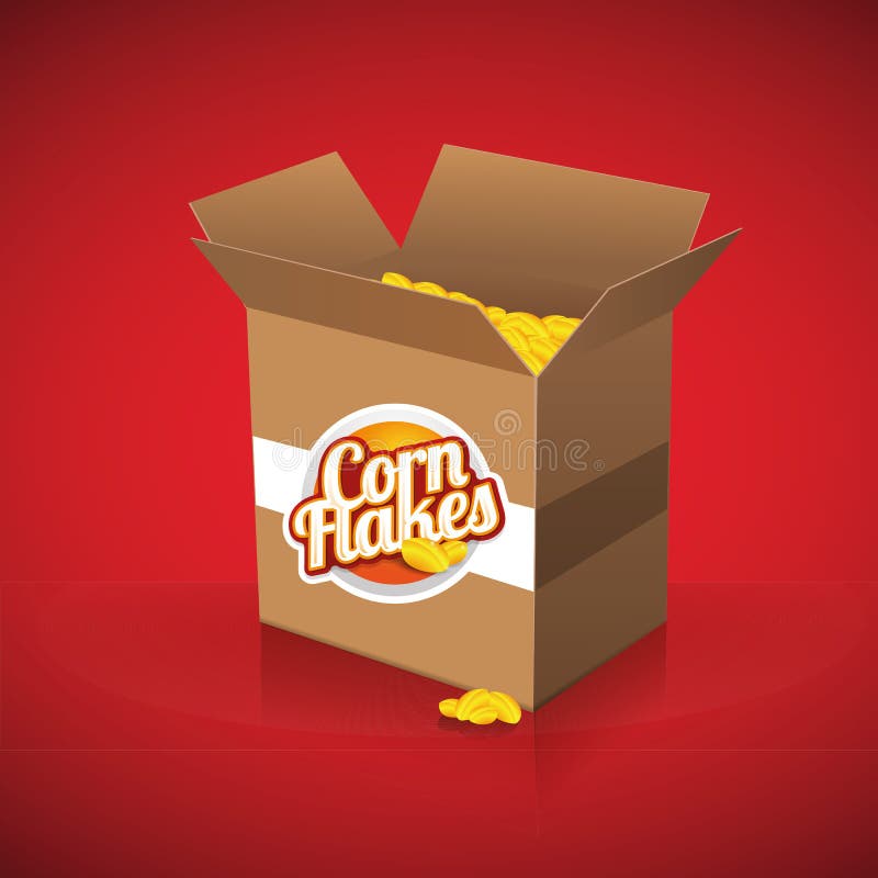 Corn Flakes Vector Label on Box Stock Vector - Illustration of corn ...
