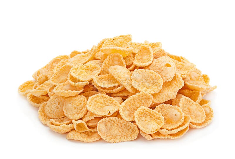 Corn flakes on white stock photo. Image of snack, flake - 62717516
