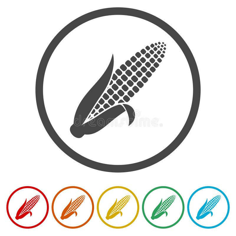 Corn Flat Design Icon Isolated on a Circle Stock Vector - Illustration ...
