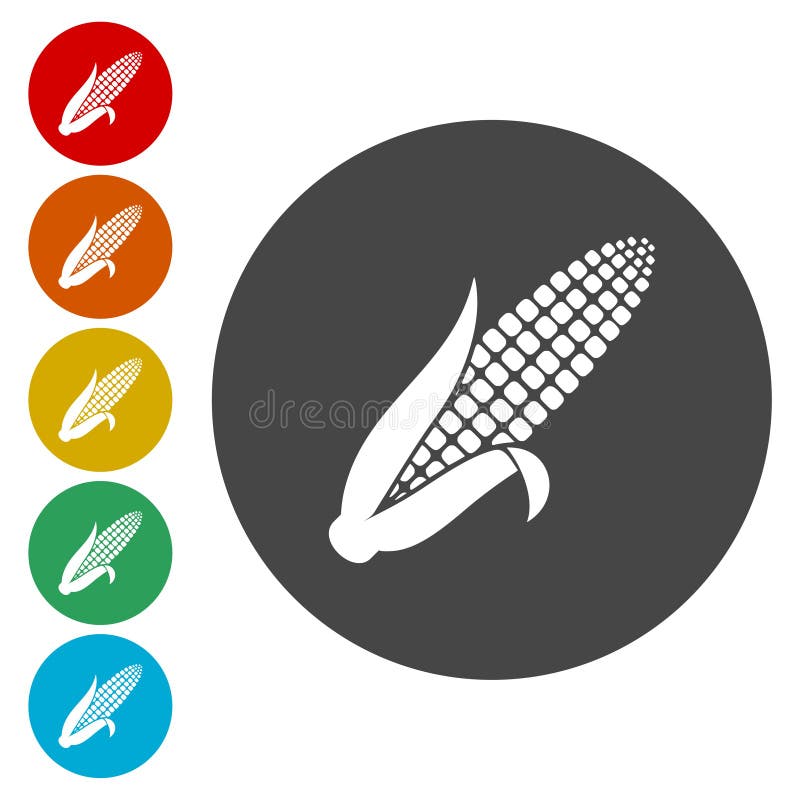 Corn Flat Design Icon Isolated on a Circle Stock Vector - Illustration ...