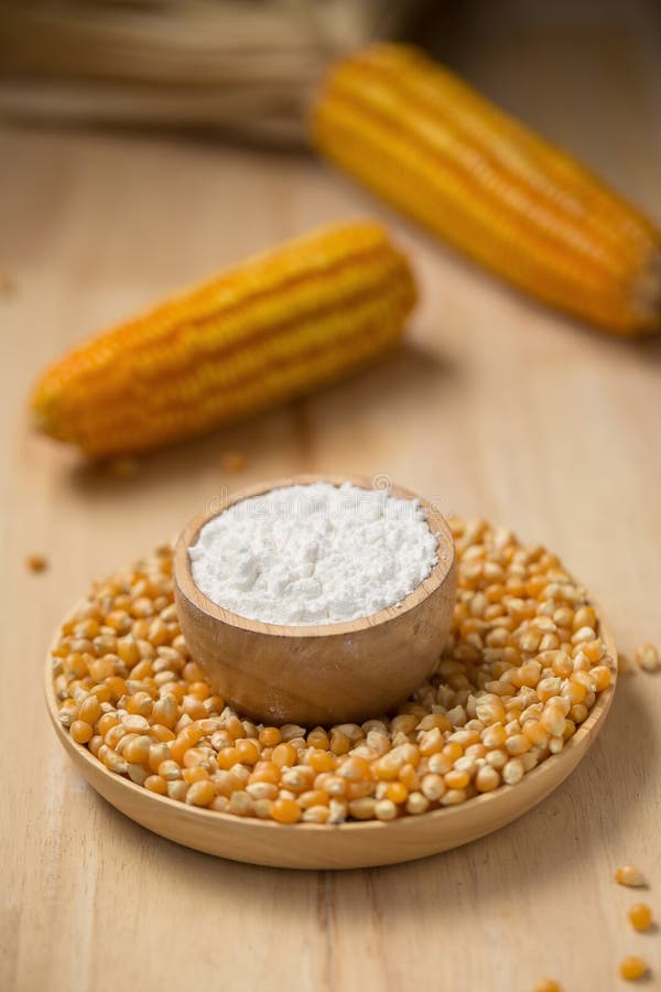 Corn Flour in a Bowl Over a Wooden Table Stock Photo - Image of healthy ...