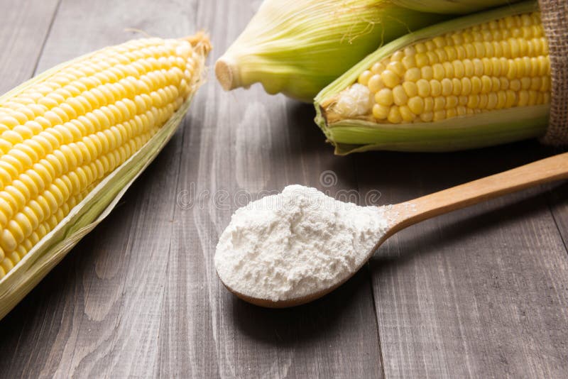 Corn Flour and Corn on Wooden Table Stock Image - Image of table ...