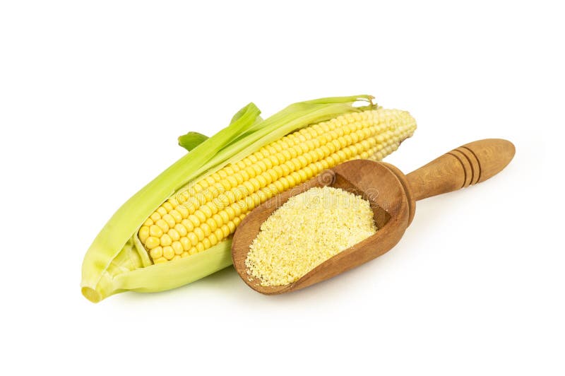 Corn Flour Wooden Scoop Fresh Cob Background Stock Photos - Free ...