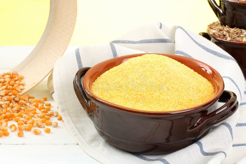 Corn Flour Yallow Background Stock Image - Image of objects, grain ...