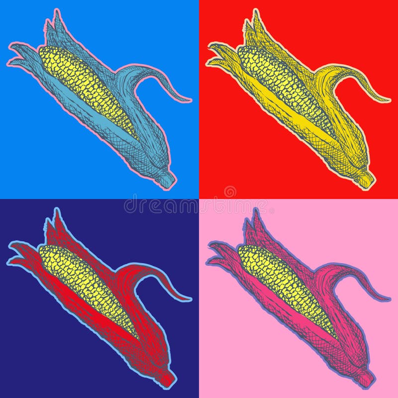 Corn Food Pop Art Style Andy Warhol Style Vector Stock Vector ...