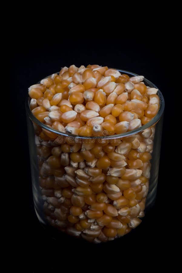 Corn Grains in a Glass on Black Background Stock Photo - Image of ...