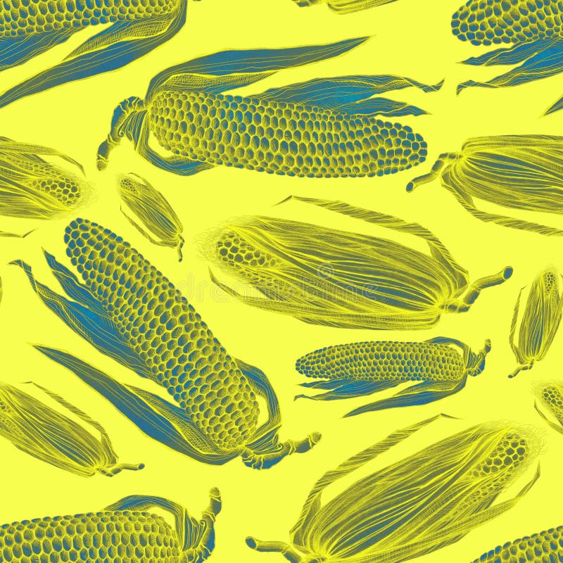 Corn Graphic Color Seamless Pattern Sketch Illustration Stock ...