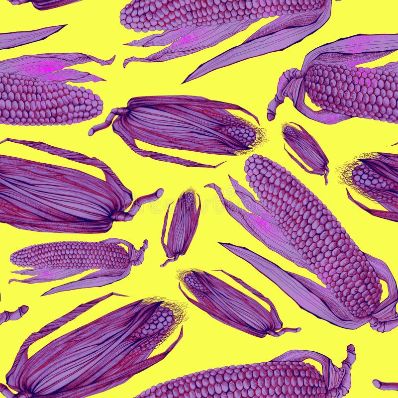 Corn Graphic Color Seamless Pattern Sketch Illustration Stock ...