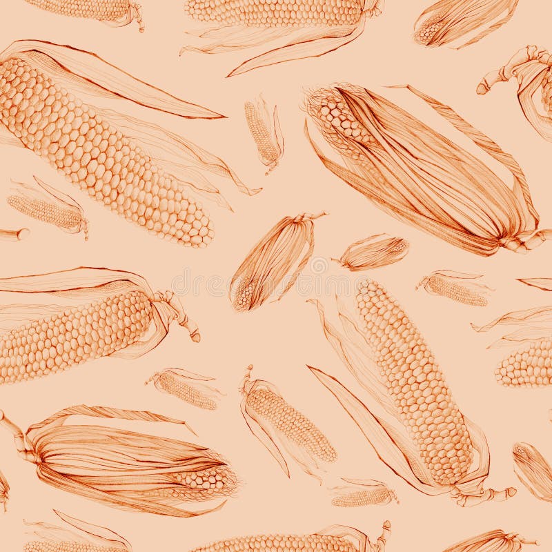 Corn Graphic Color Seamless Pattern Sketch Illustration Stock ...