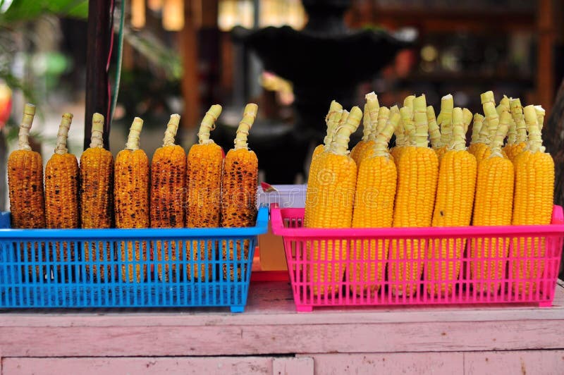 Before and after Corn is Grilled As a Snack in Java. Stock Image ...