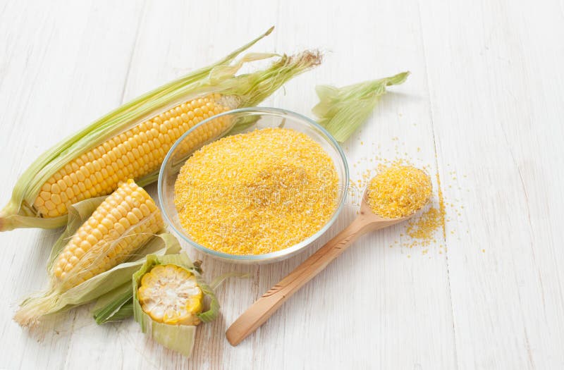 Corn Grain and Chopped Corn on the Cob on a White Stock Photo - Image ...