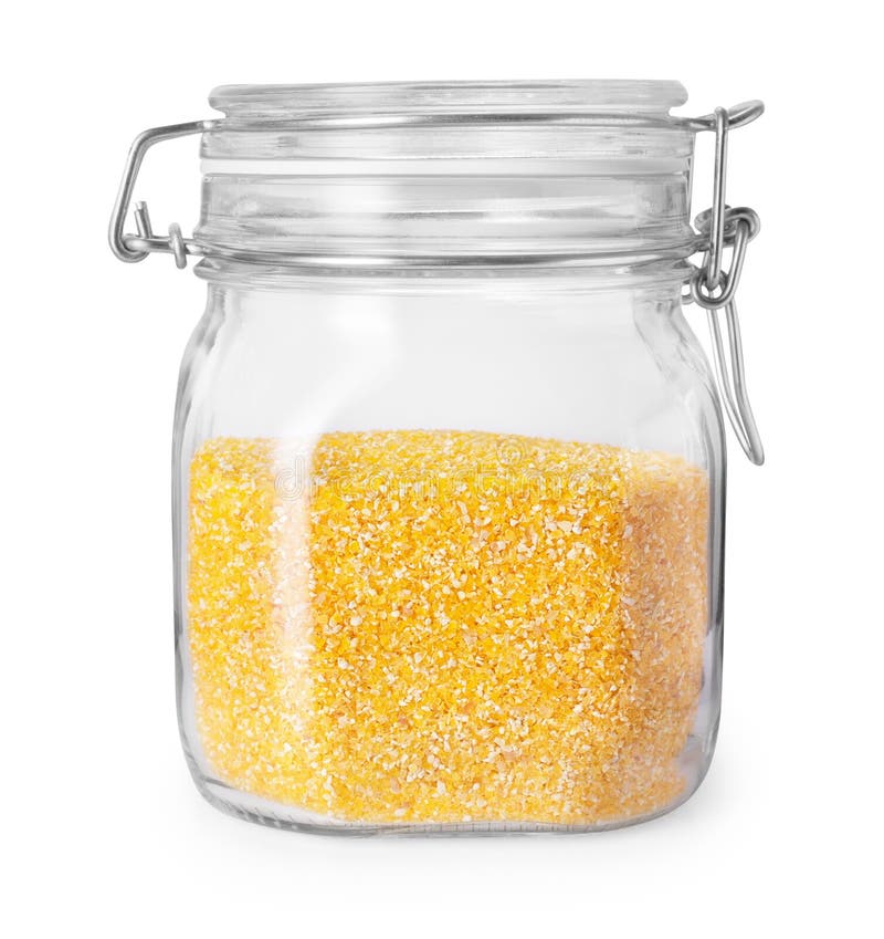 Corn grits in glass jar stock image. Image of vegetarian - 85539365