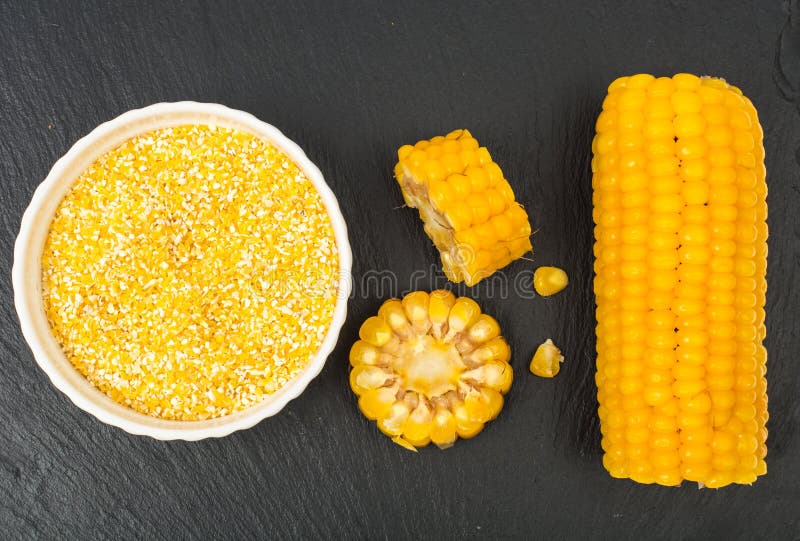 Corn groats and cobs stock photo. Image of healthy, close - 101194980