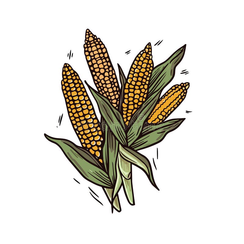 Corn Hand-drawn Illustration. Corn. Vector Doodle Style Cartoon ...