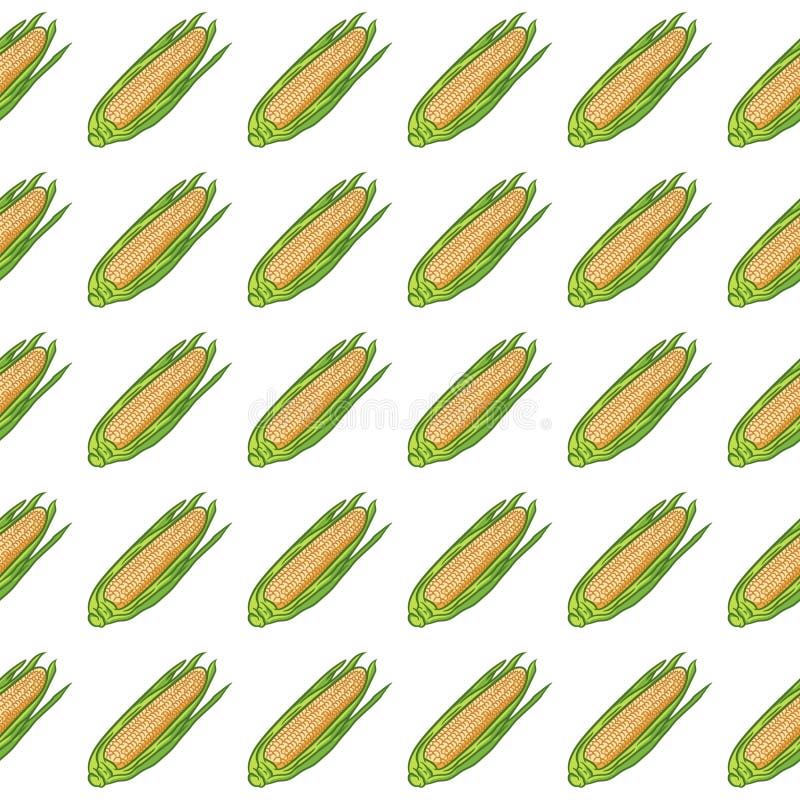 Corn Hand Drawn Vector Seamless Pattern Stock Vector - Illustration of ...
