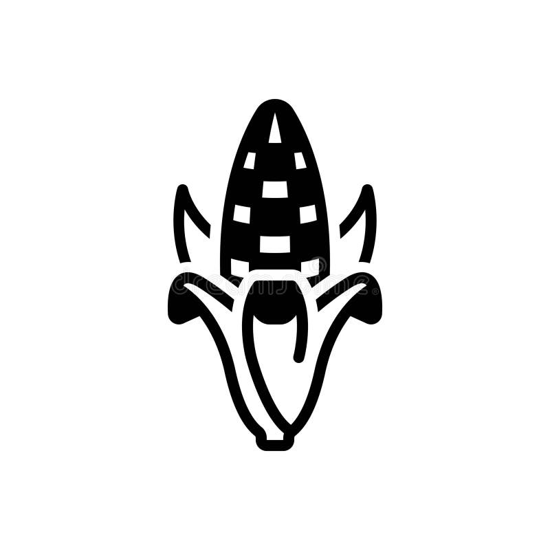 Black Solid Icon for Corn, Corncob and Crop Stock Vector - Illustration ...