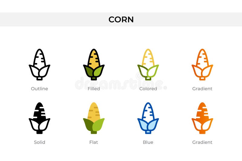 Corn Icon in Different Style. Corn Vector Icons Designed in Outline ...