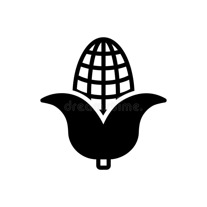 Black Solid Icon for Corn, Maize and Agricultural Stock Vector ...
