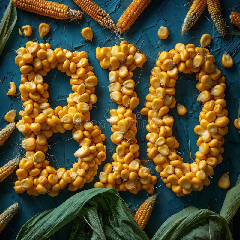 Corn Kernels Arranged To Spell Word BIO on a Dark Blue Background, with ...