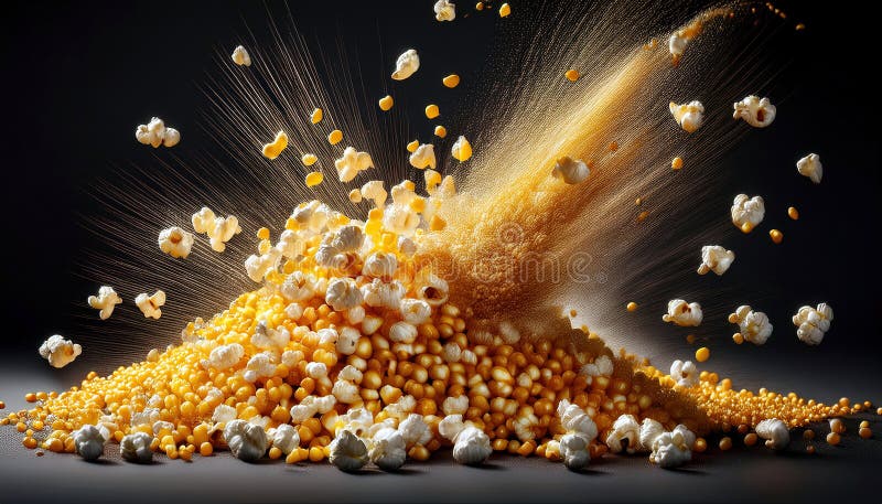 Corn Kernels Erupting into a Dazzling Explosion of Fluffy Popcorn ...