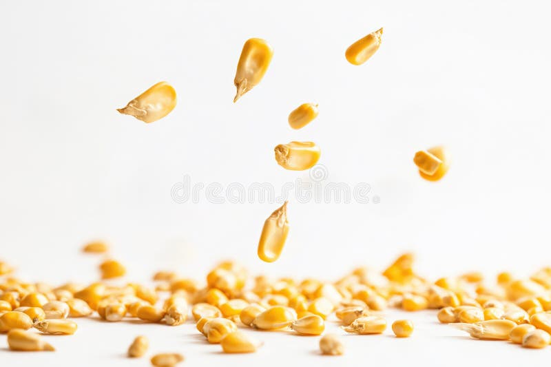 Corn Kernels Falling Down on White Background Stock Illustration ...