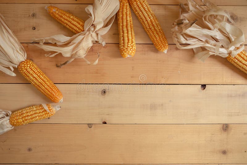 Corn Kernels on Natural Pattern Wood Background Stock Image - Image of ...