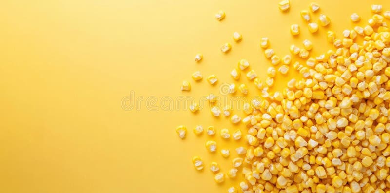 Corn Kernels on Yellow Background Make a Fresh Grain Food Scene Stock ...