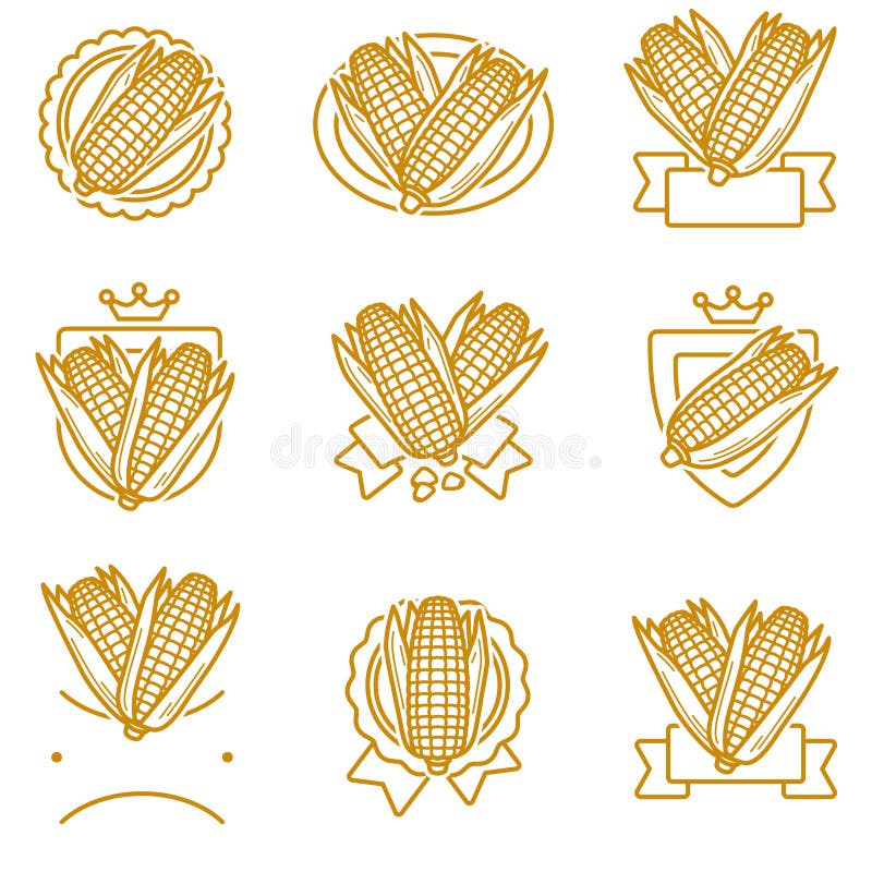 Corn Label and Element Set. Collection Icon Corn Stock Illustration ...