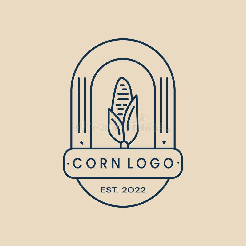 Corn Linear Logo, Icon, and Symbol, Farm, with Emblem Illustration ...