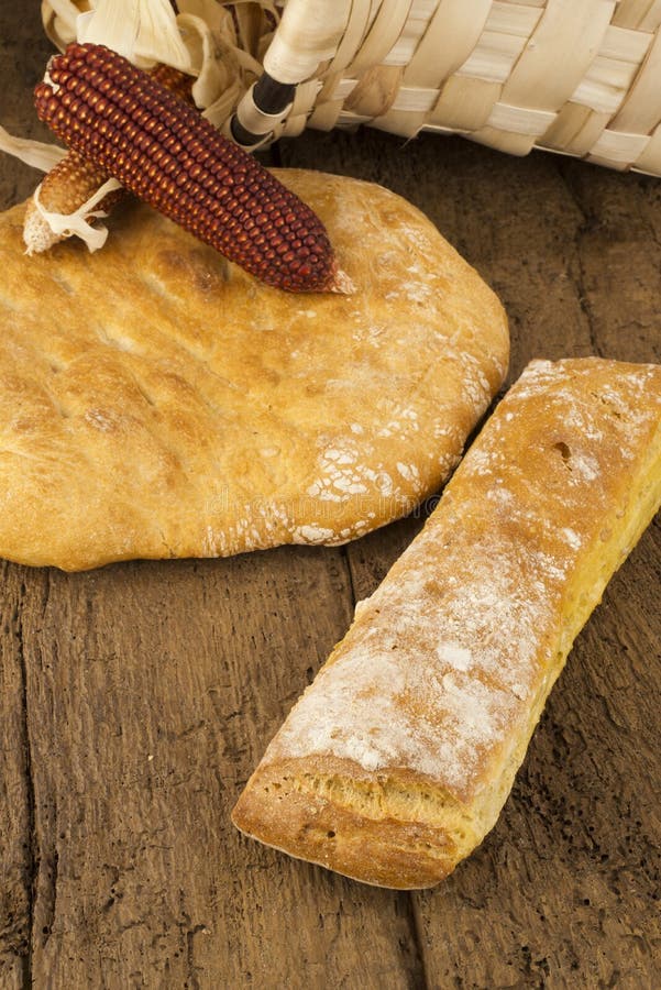 Corn Loaf and Baguette Bread Stock Photo - Image of cornbread, healthy ...