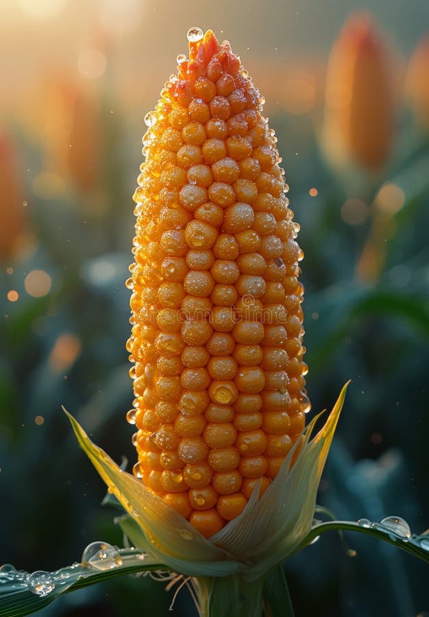 Corn or Maize in the Field with the Morning Dew Stock Photo - Image of ...